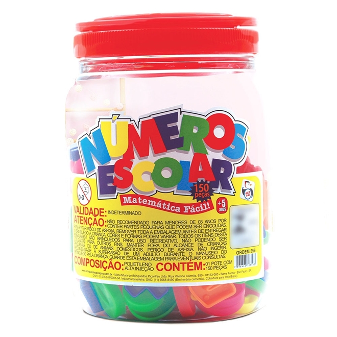 Pote de Números com 150 peças - Pica Pau