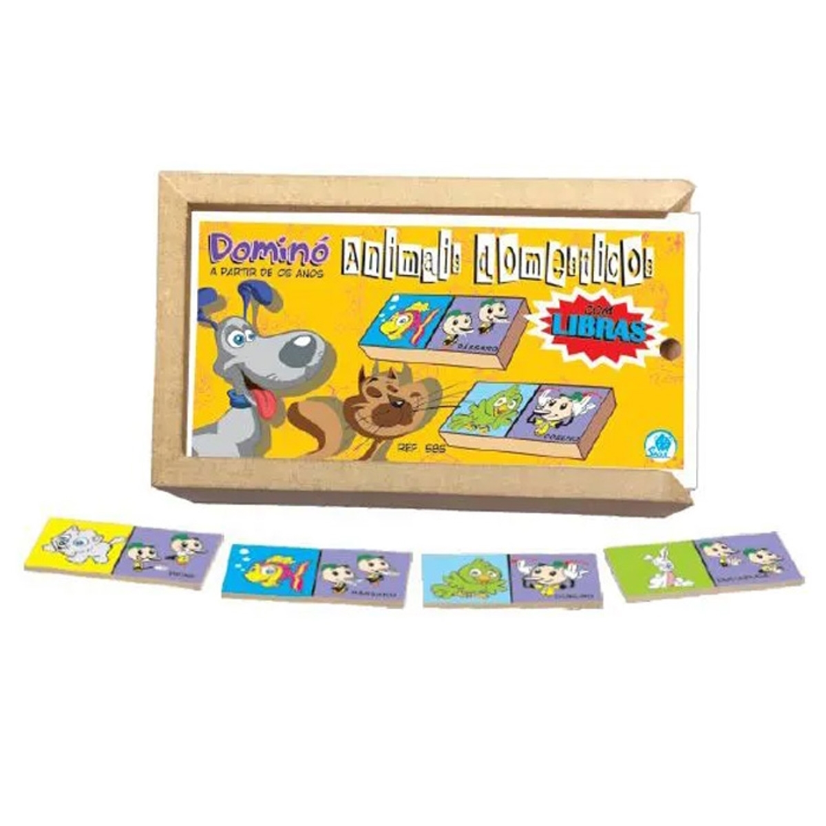 Jogo de Dominó Libras Animais Domésticos em Madeira - Simque